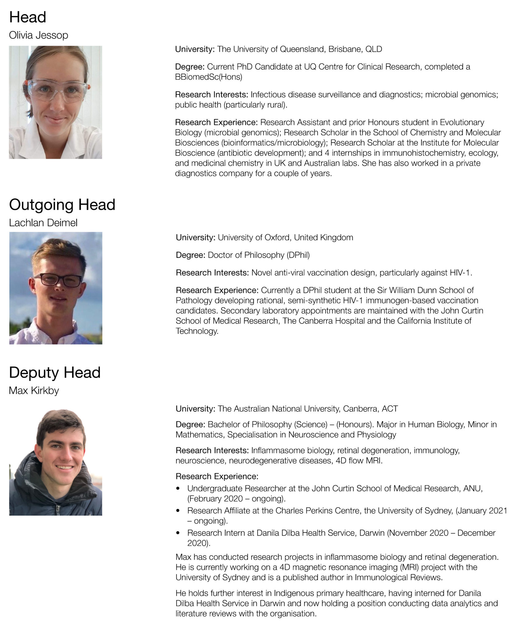 Student Committee members - Australasian Council of Undergraduate Research