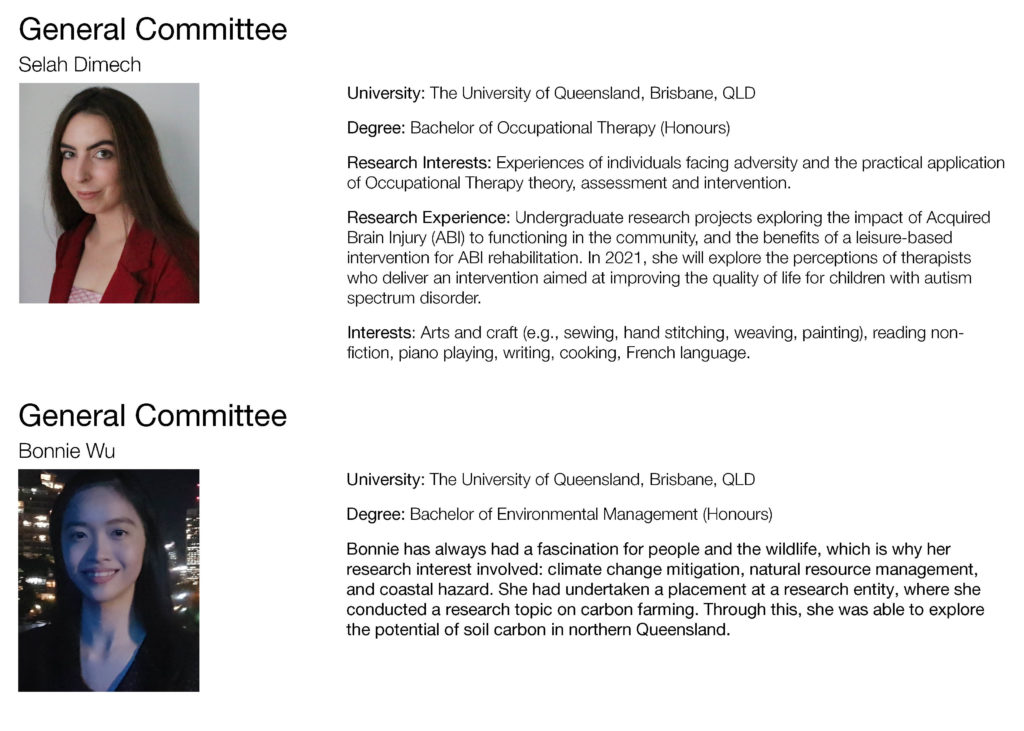 Student Committee members - Australasian Council of Undergraduate Research